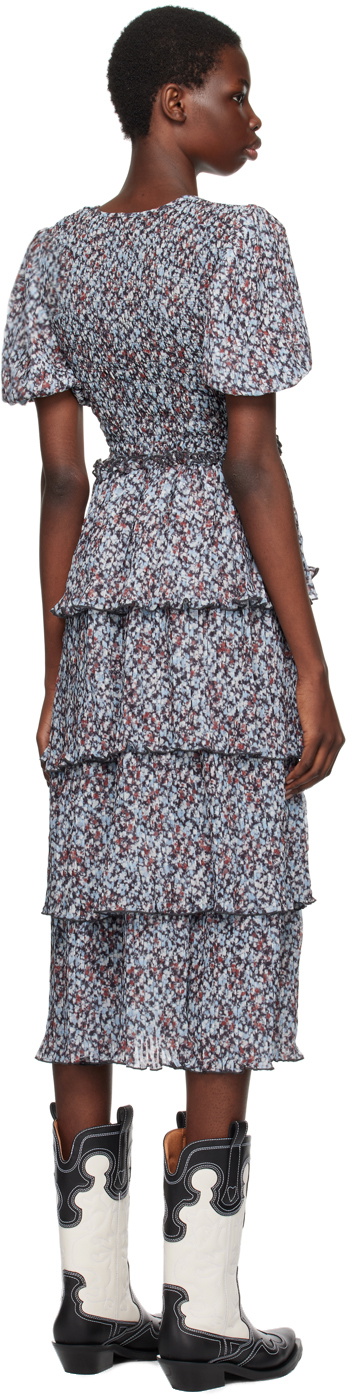 GANNI Blue Floral Midi Dress GANNI