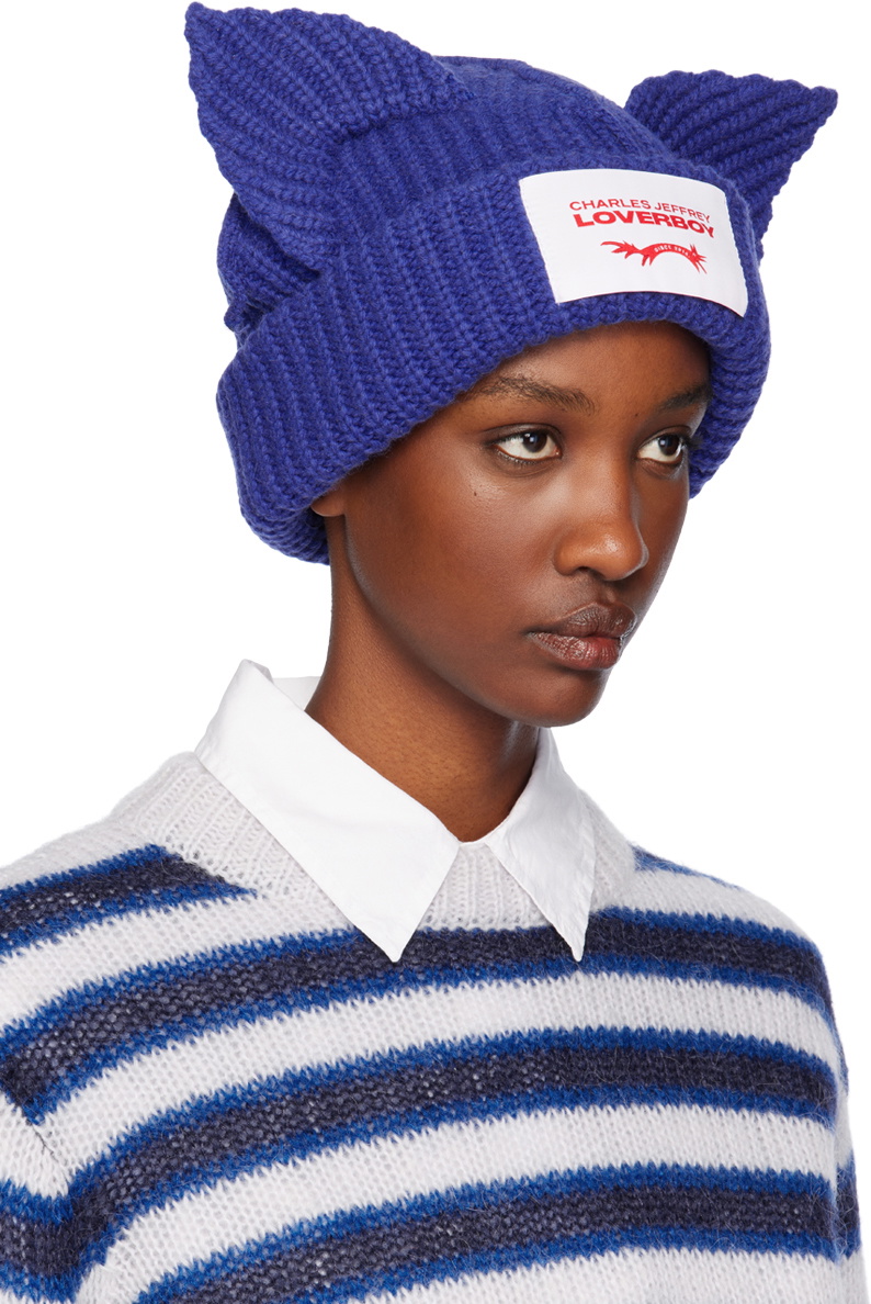 Charles Jeffrey LOVERBOY Blue Chunky Ears Beanie Charles Jeffrey Loverboy