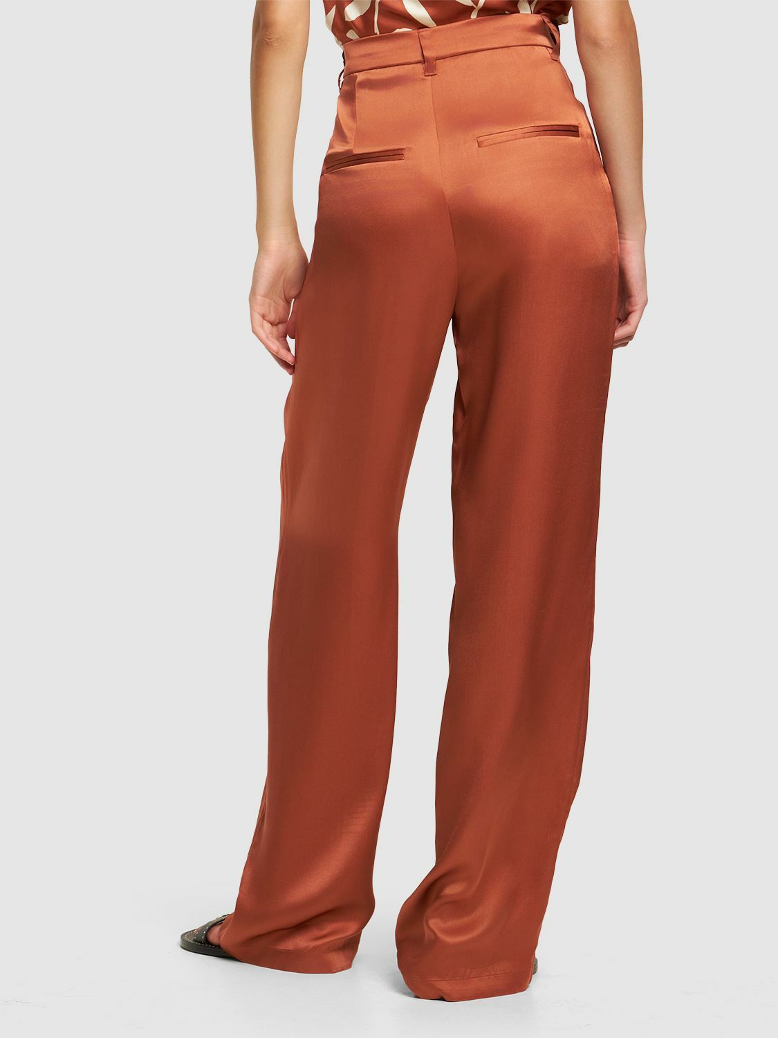 ANINE BING - Carrie Silk Satin Straight Pants ANINE BING