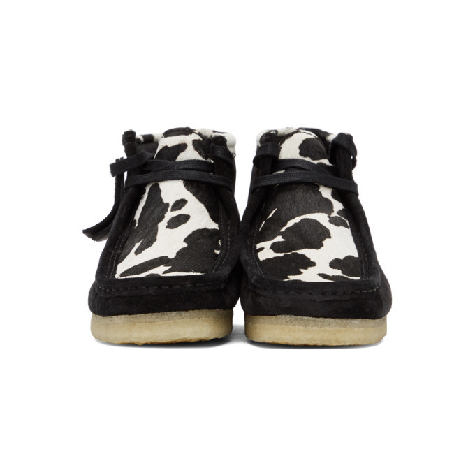 Clarks Originals Black Cow Print Wallabee Desert Boots Clarks Originals