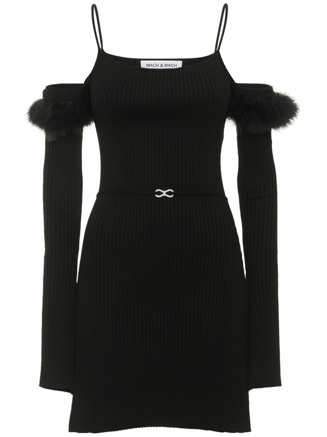 MACH & MACH Viscose Mini Dress with Feathers MACH & MACH