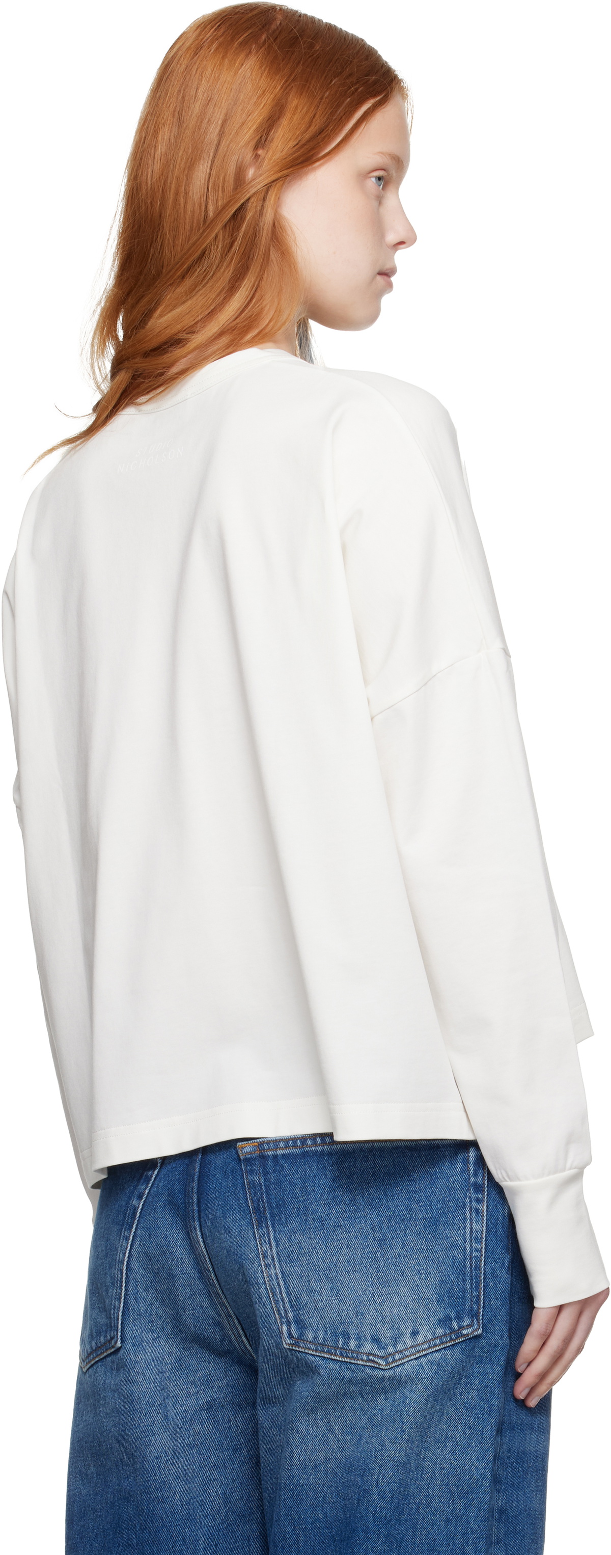 Studio Nicholson White Loop Long Sleeve T-shirt Studio Nicholson