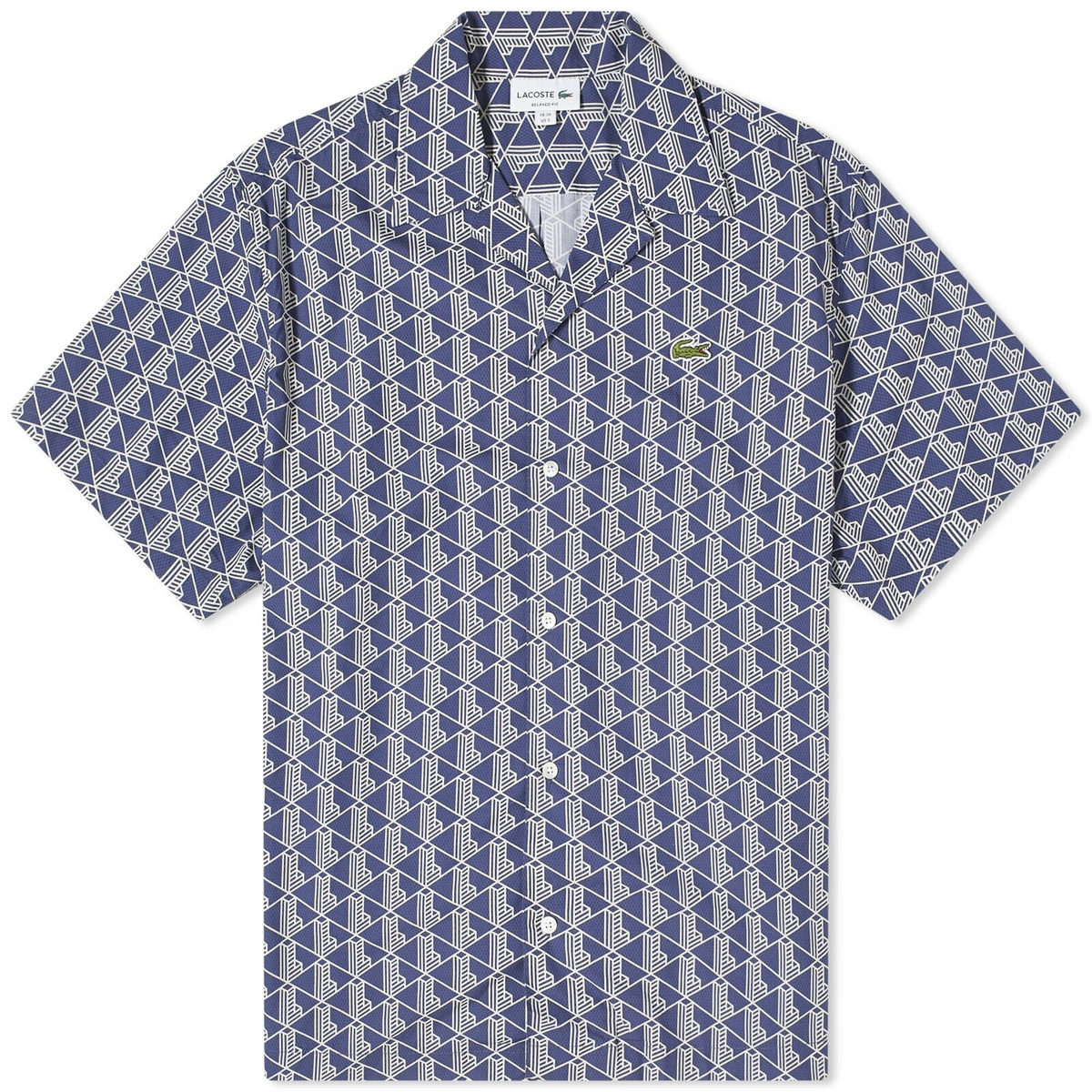Lacoste Men's Monogram Vacation Shirt in Methylene/Flour Lacoste
