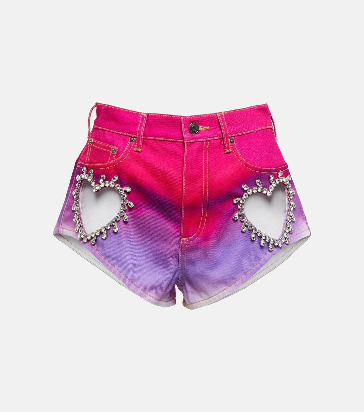Area - Embellished ombré denim shorts AREA