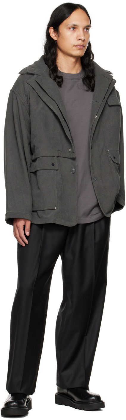 meanswhile Gray Double Collar Jacket meanswhile