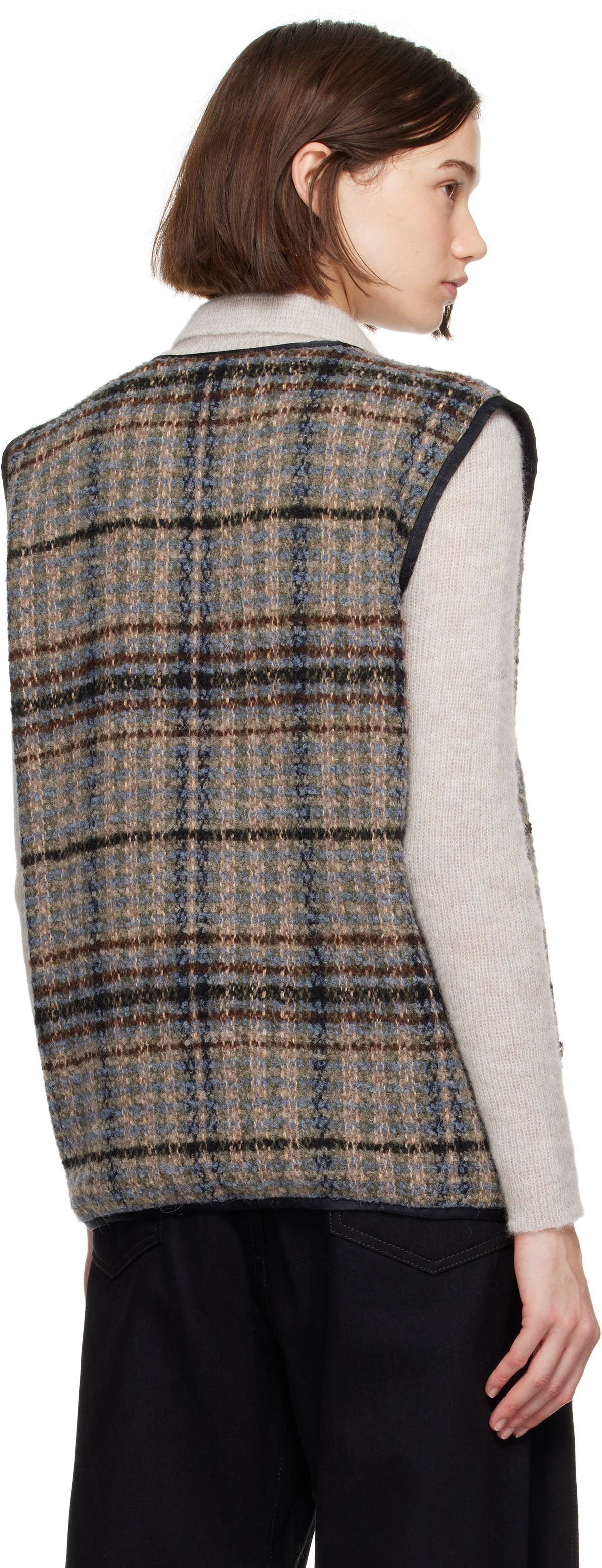 NEEDLES Gray & Brown W.U. Piping Vest Needles