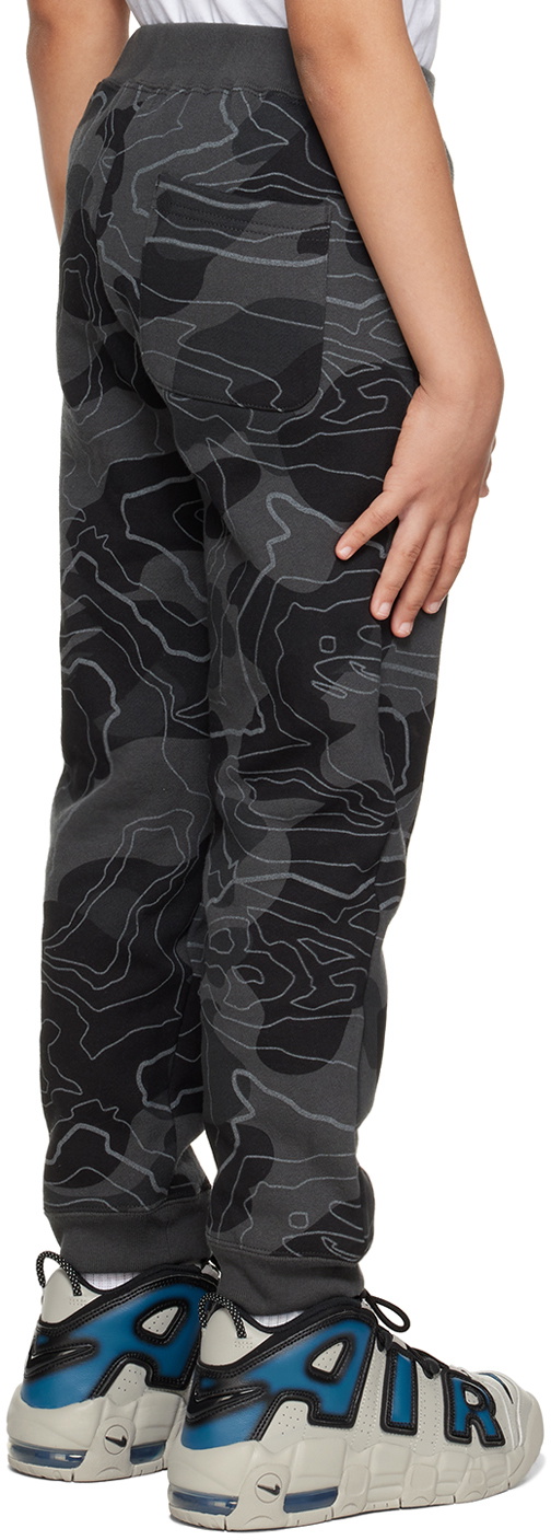 BAPE Kids Gray Layered Line Camo Shark Sweatpants A Bathing Ape