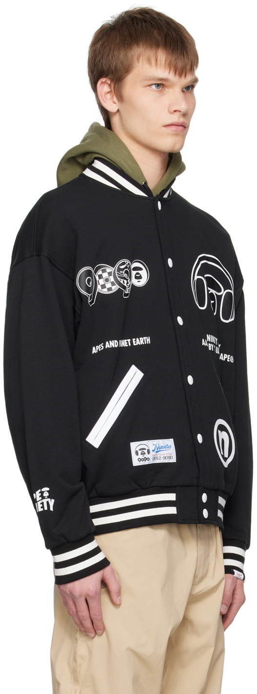 AAPE by A Bathing Ape Black Graphic Bomber Jacket AAPE by A Bathing Ape