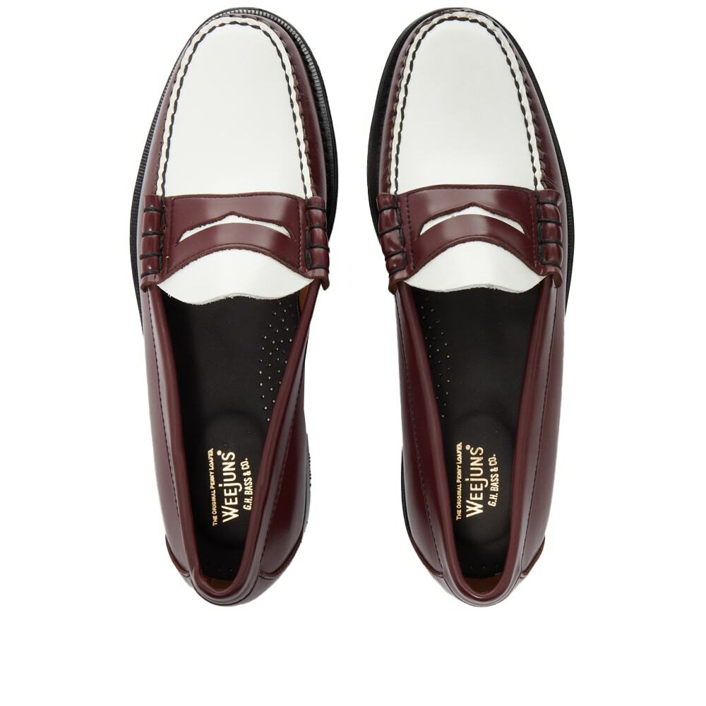 Bass Weejuns Men's Larson Penny Loafer in Wine/White Leather Bass Weejuns