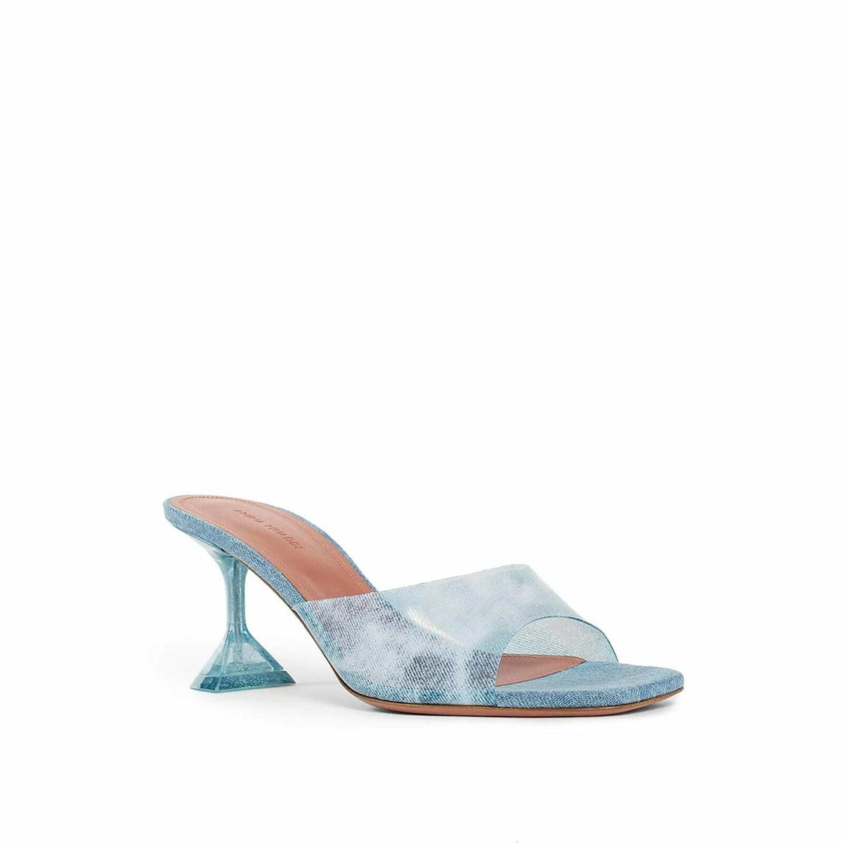 Amina Muaddi Lupita Glass Pvc Denim Mules Amina Muaddi