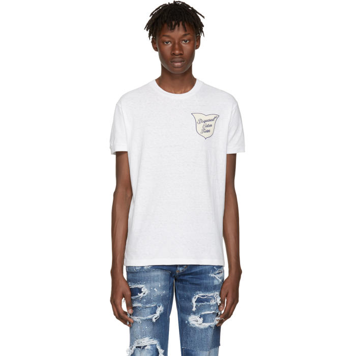 Dsquared2 White Caten Twins Patch T-Shirt Dsquared2