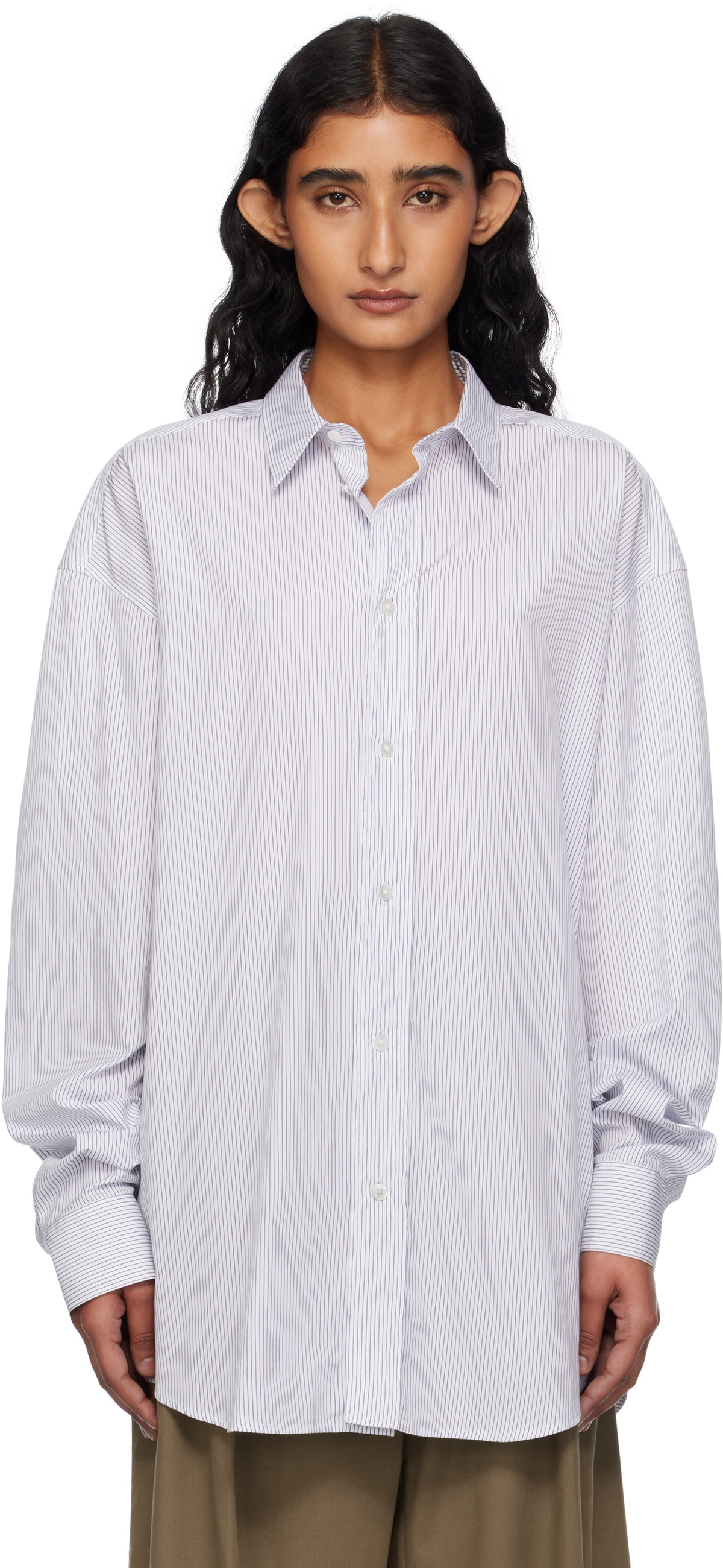 The Row White & Blue Ment Shirt The Row