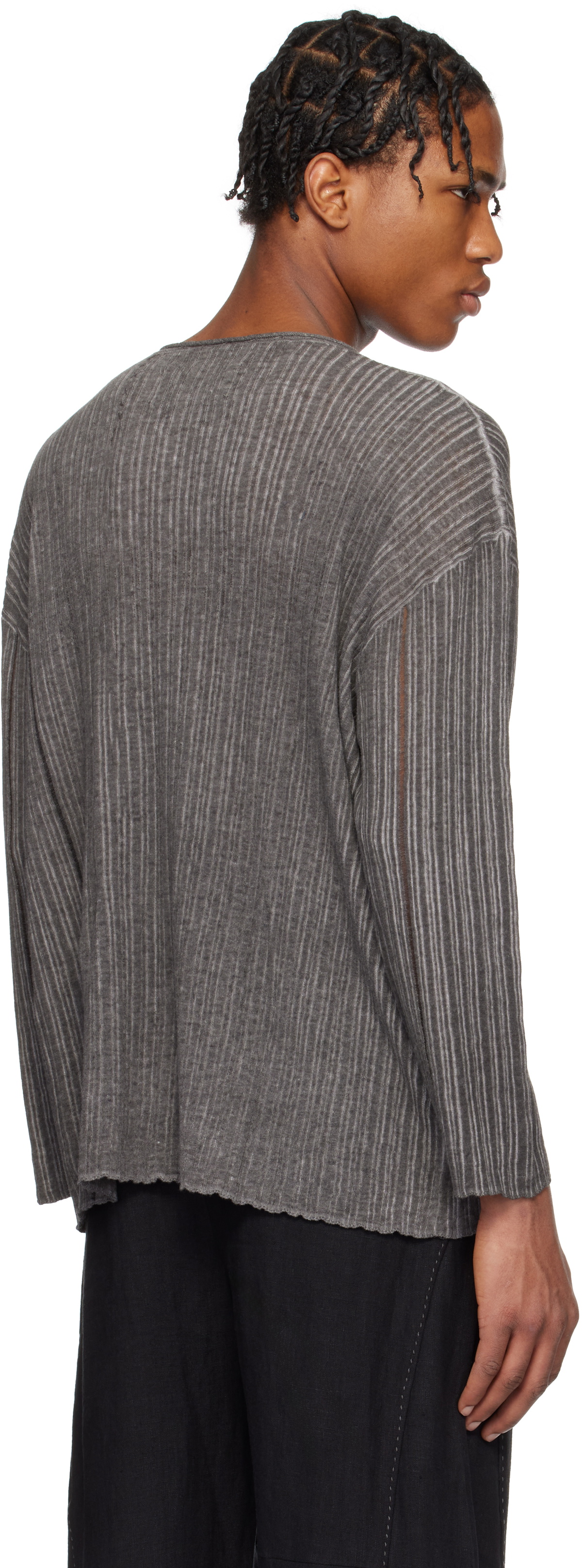 Professor.E Gray Semi-Sheer Dirt Knit Sweater Professor.E