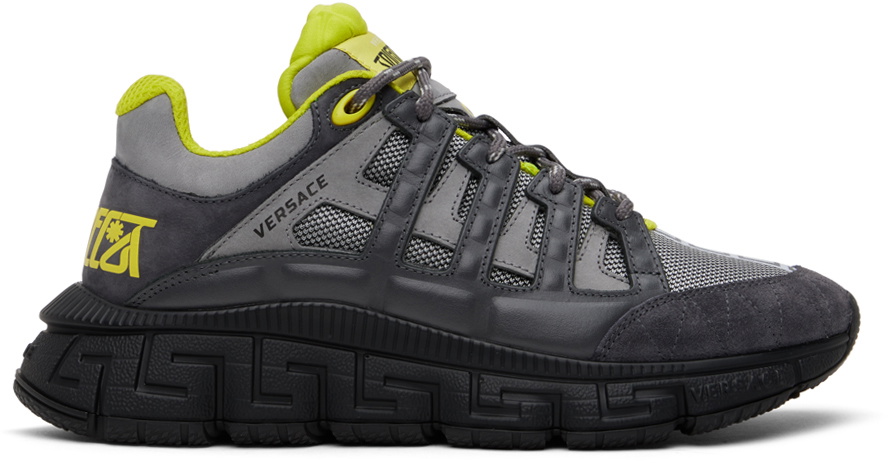 Versace Gray & Green Trigreca Sneakers Versace
