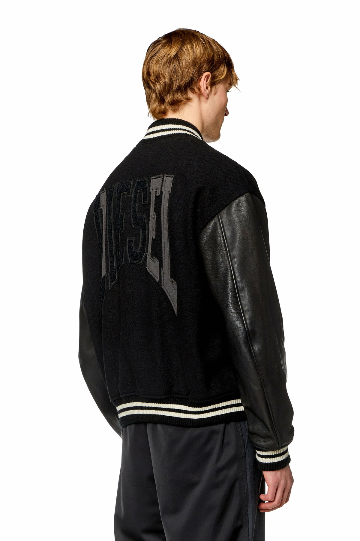 Diesel Varsity bomber jacket in wool and leather - Leather jackets Mens ...
