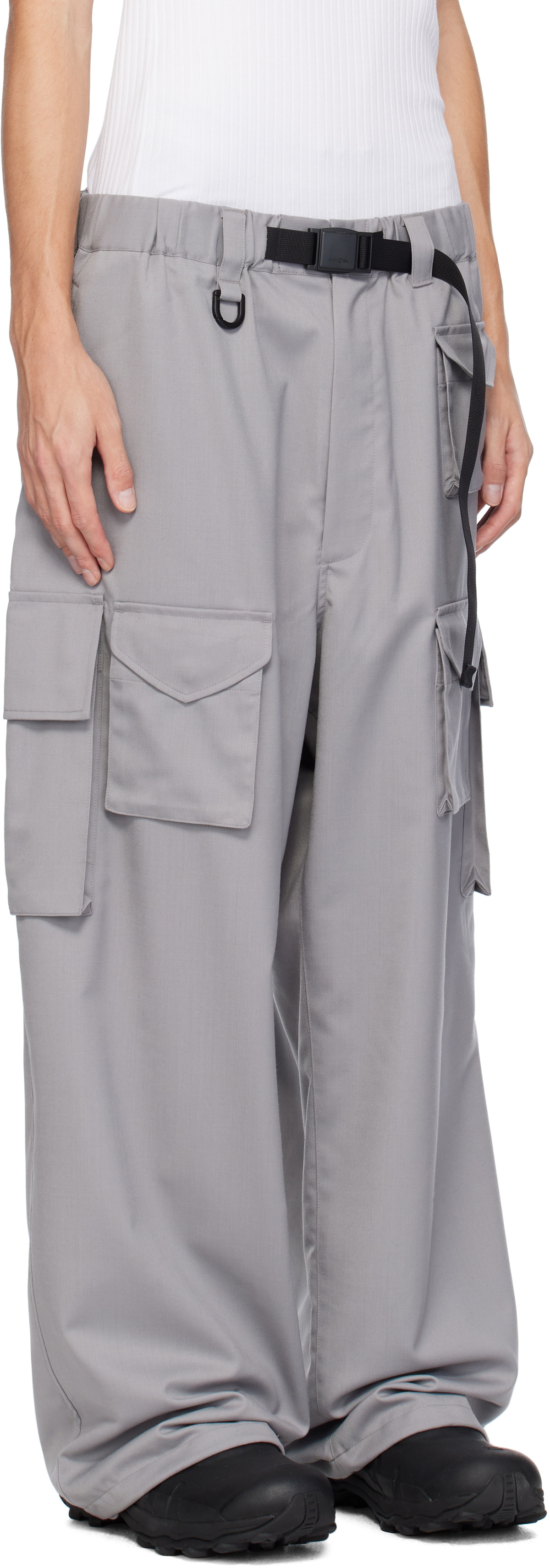 Y-3 Gray Refined Wool Cargo Pants Y-3