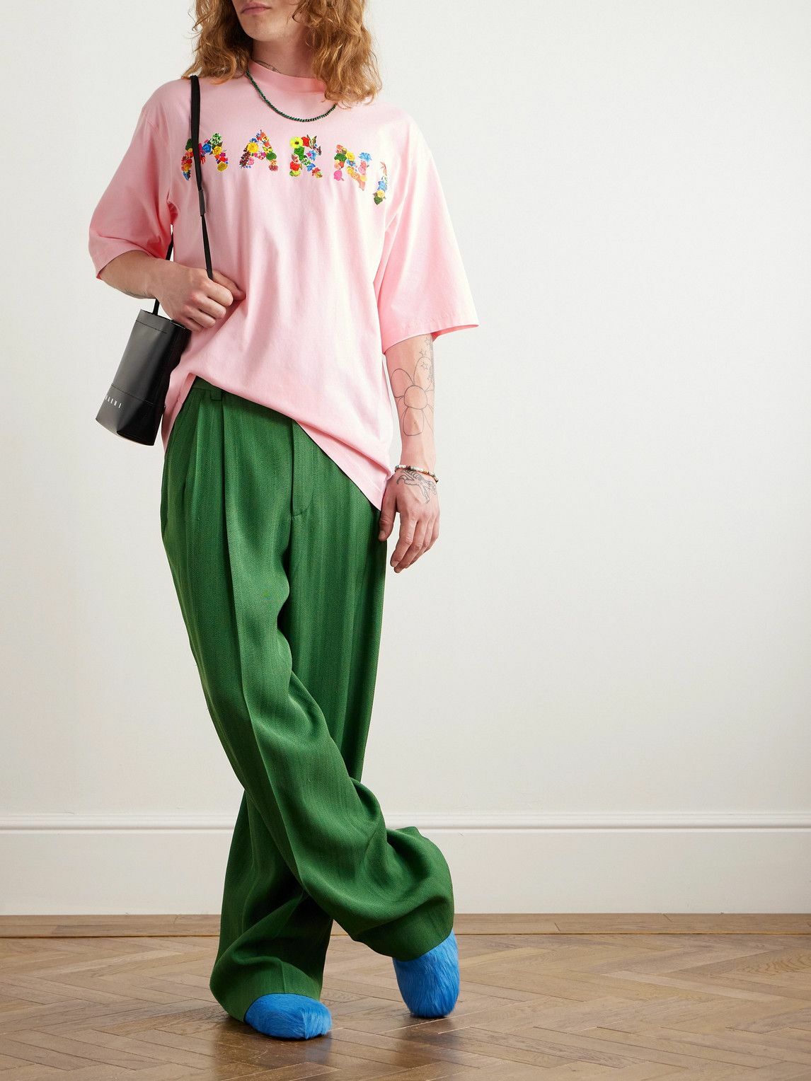 Marni - Logo-Print Cotton-Jersey T-Shirt - Pink Marni