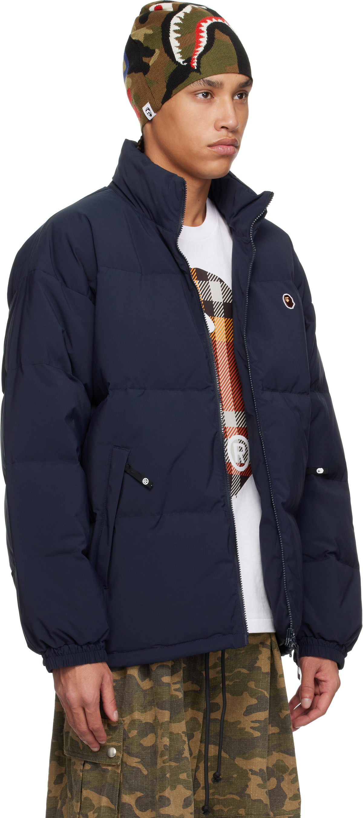 BAPE Navy One Point Down Jacket A Bathing Ape