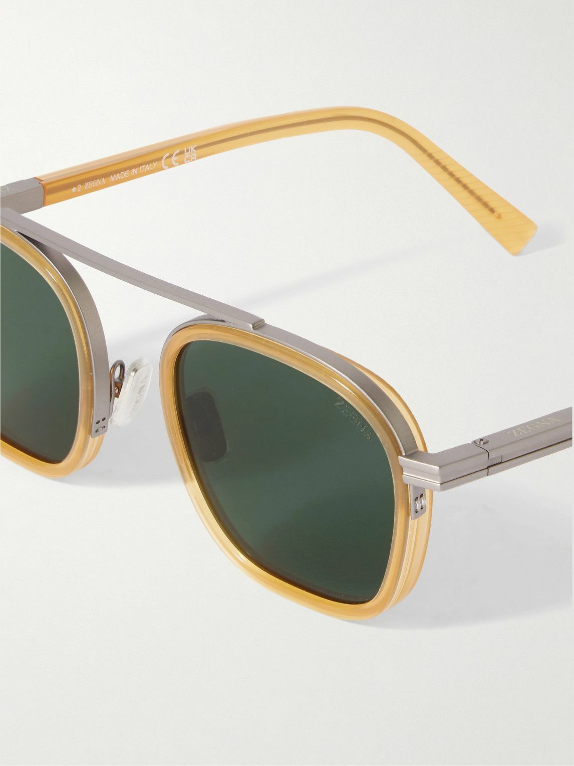 Zegna - Aviator-Style Silver-Tone and Acetate Sunglasses Zegna