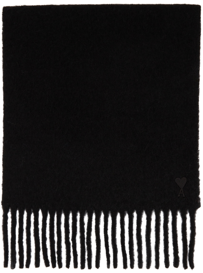 AMI Paris Black Ami De Cœur Oversize Scarf AMI