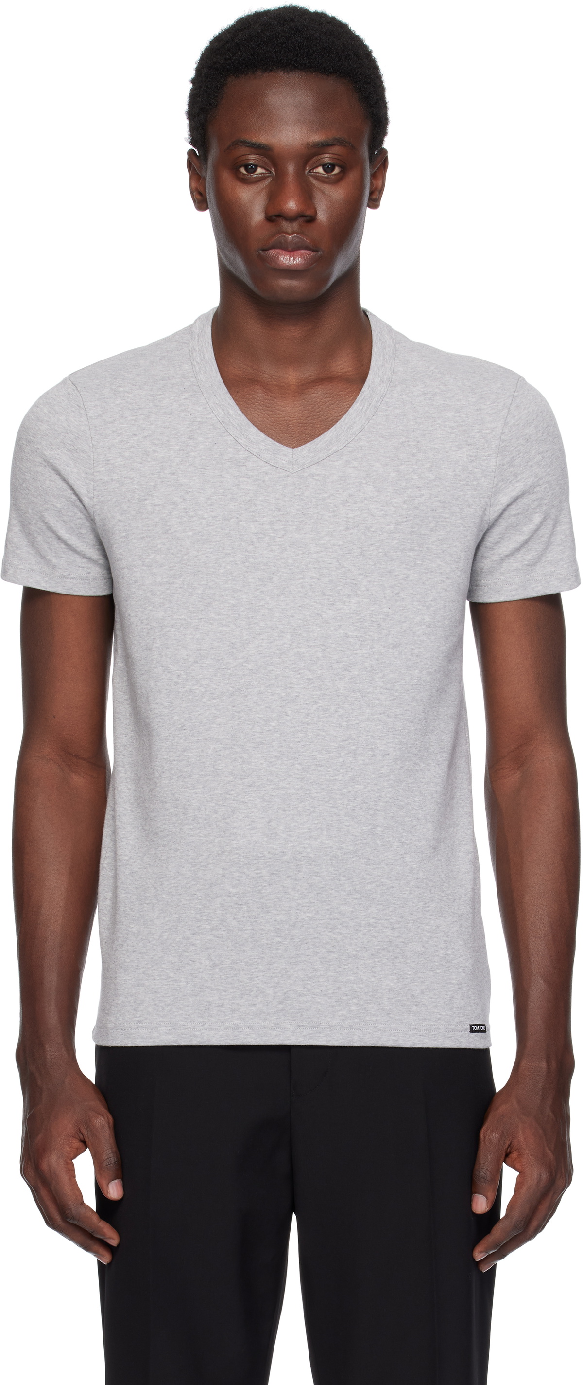 TOM FORD Gray Cotton Stretch Jersey T-shirt TOM FORD