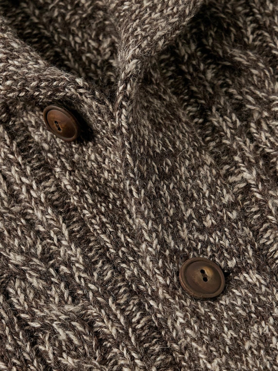 RRL - Shawl-Collar Cable-Knit Wool, Cotton and Linen-Blend Cardigan - Brown RRL