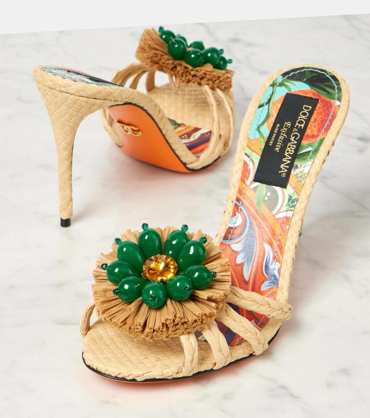 Dolce&Gabbana 90 embellished raffia mules Dolce & Gabbana