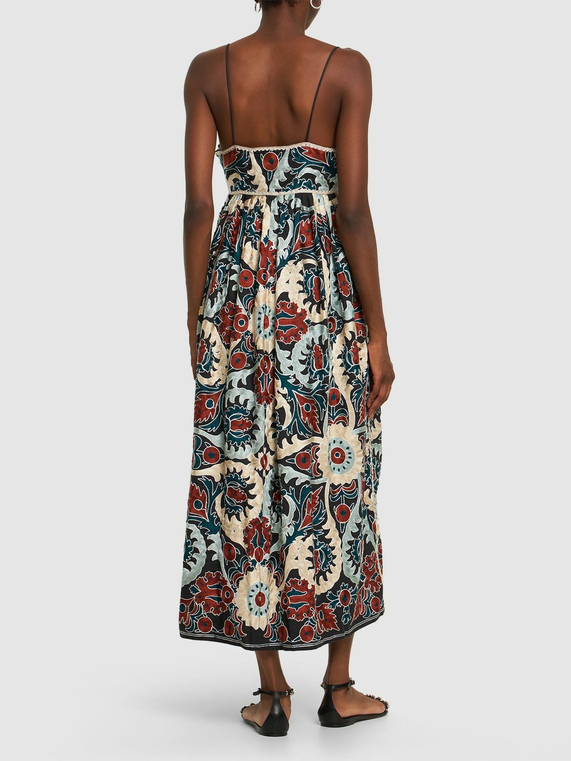 ULLA JOHNSON - Mayra Printed Linen Blend Midi Dress Ulla Johnson