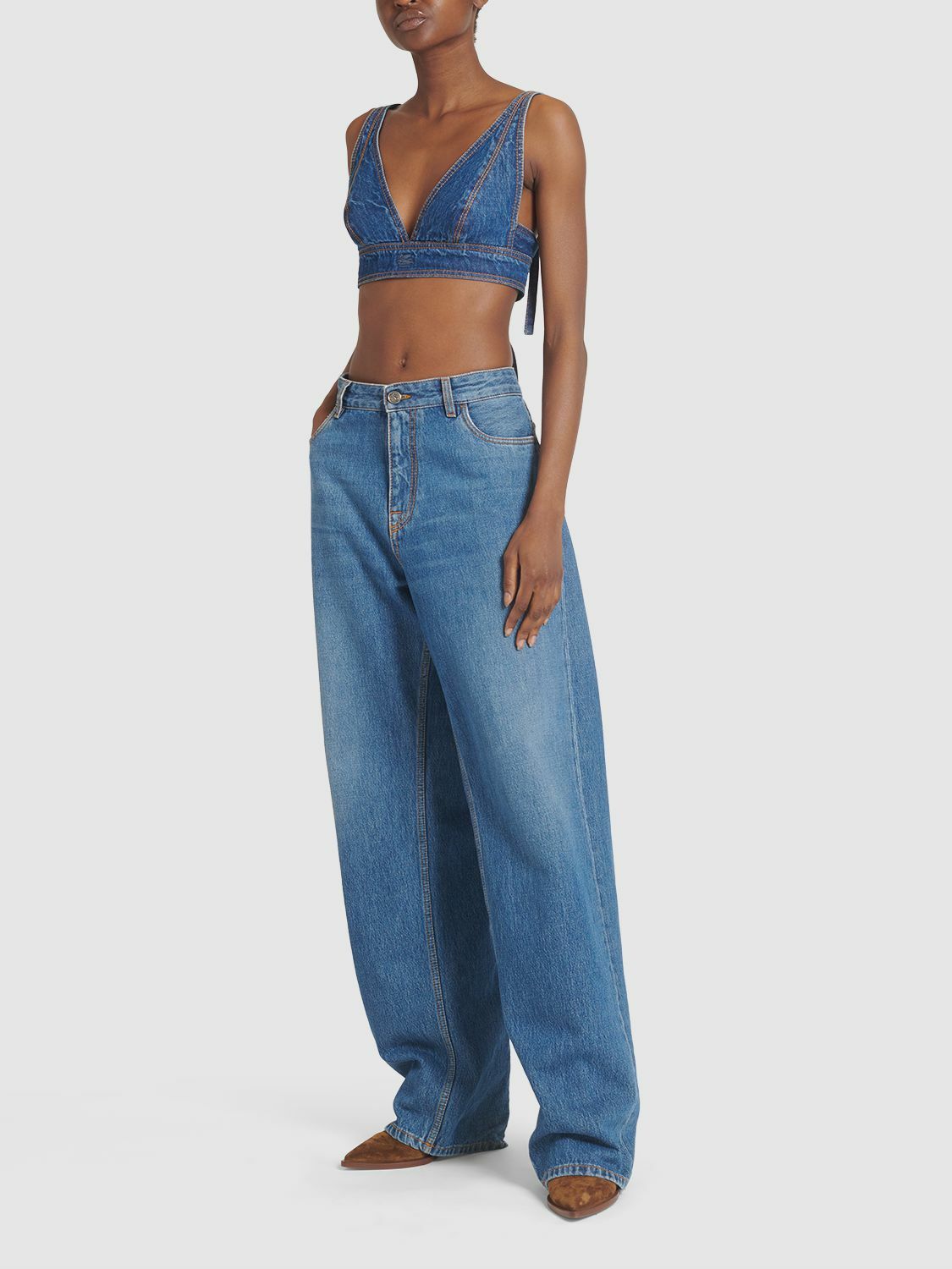 ETRO - Wraparound Denim Triangle Crop Top Etro