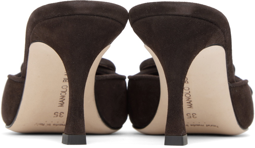 Manolo Blahnik Brown Maysale 70 Mules Manolo Blahnik