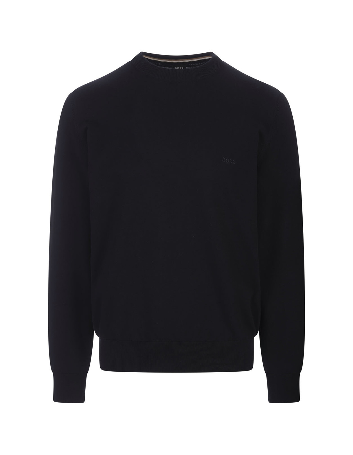 Hugo Boss Dark Blue Crew Neck Sweater With Embroidered Logo Hugo Boss