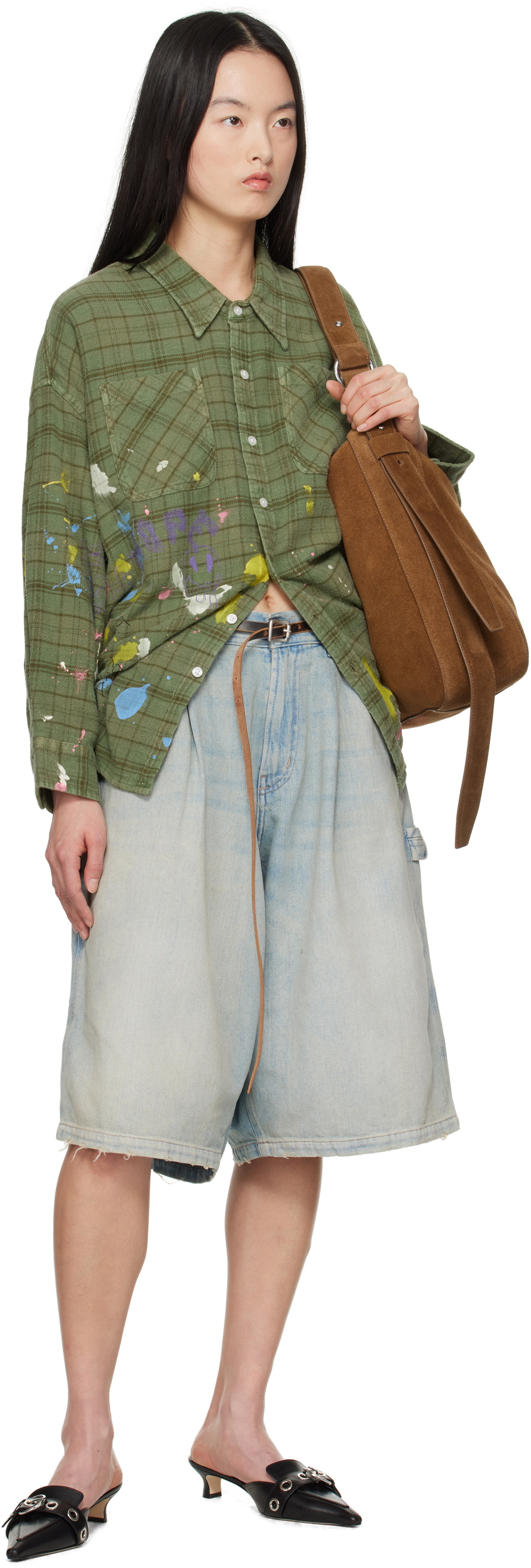 R13 Blue Baggy Jesse Carpenter Denim Shorts R13