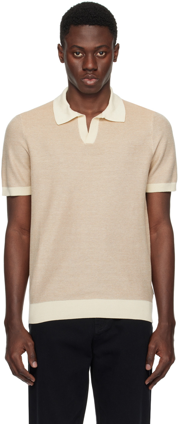BOSS Beige Open Placket Polo BOSS