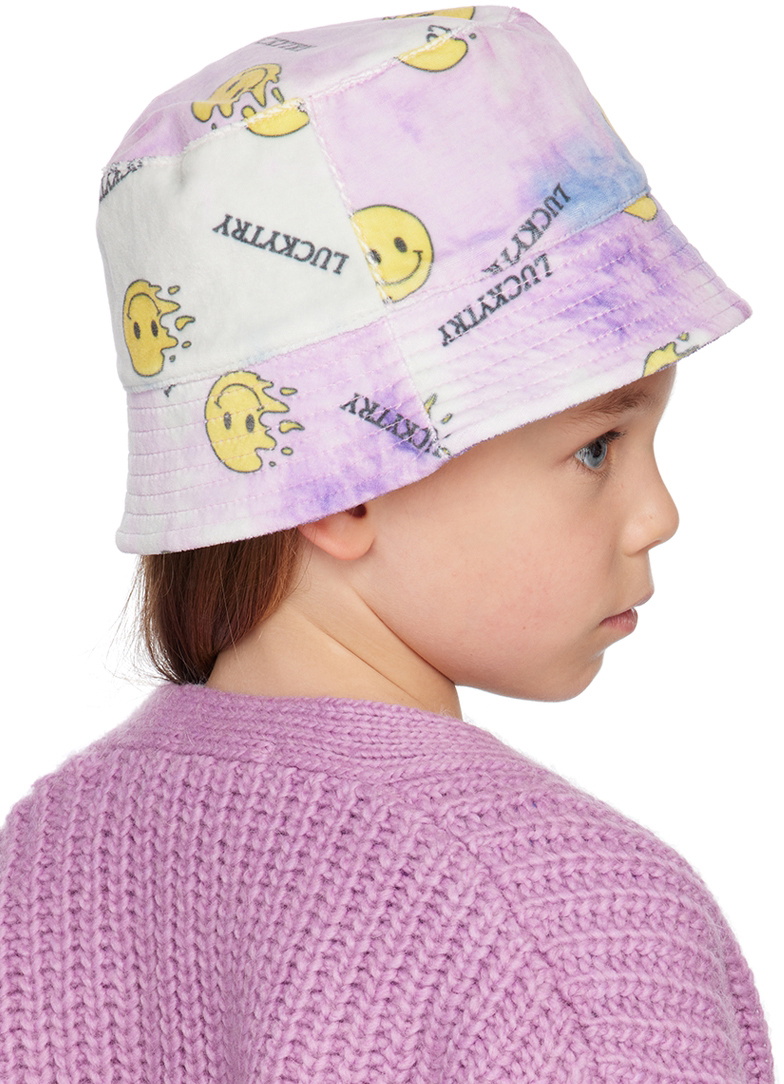 Luckytry Kids Purple Smiley Beloa Reversible Bucket Hat Luckytry