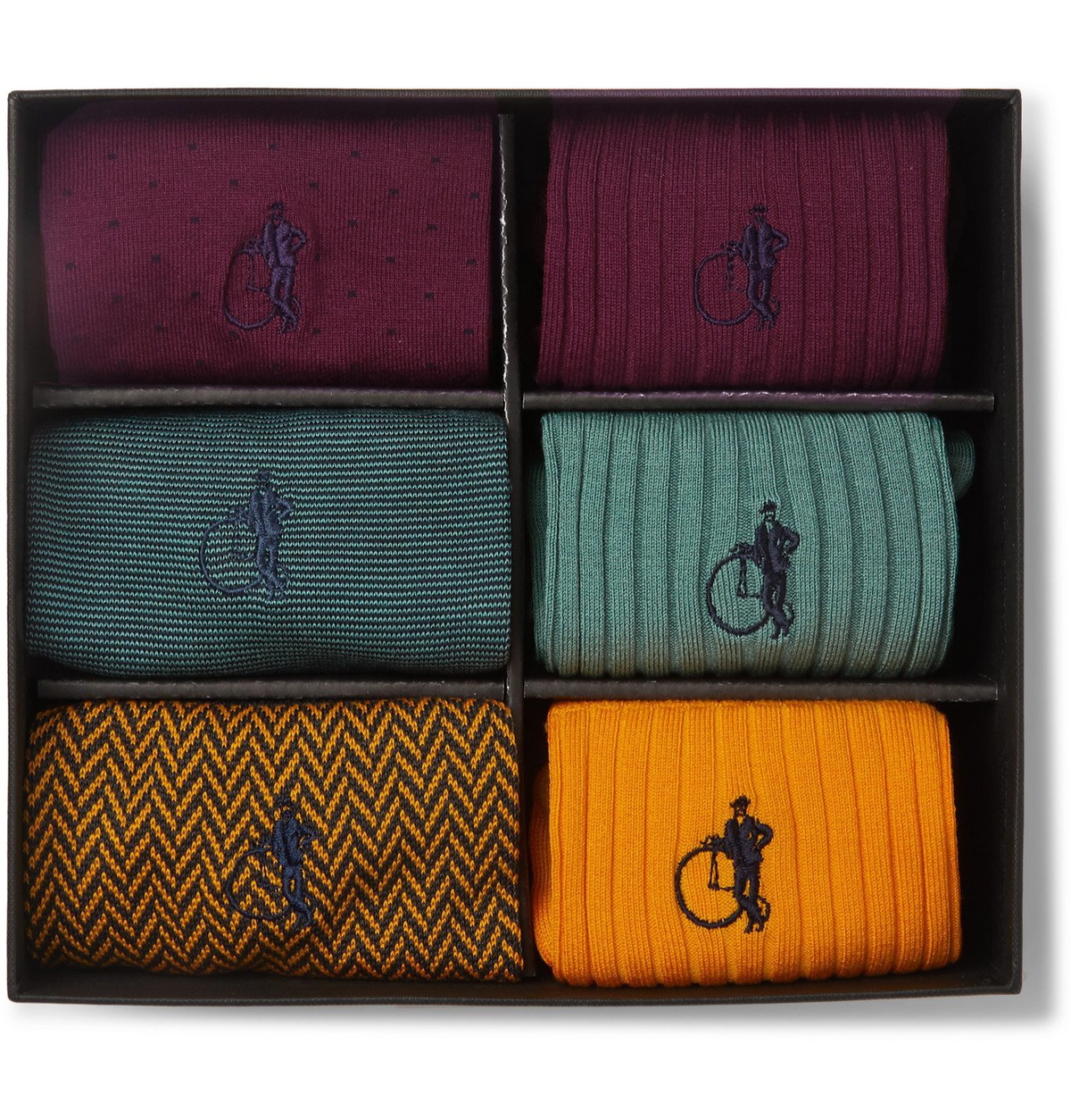 London Sock Co. - Traditional Six-Pack Ribbed Stretch Cotton-Blend ...
