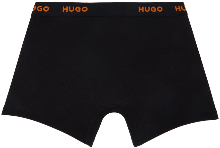Hugo Three-Pack Black Jacquard-Logo Boxers Hugo Boss