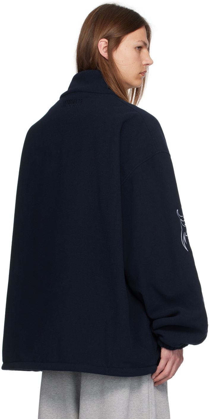 VETEMENTS Navy Embroidered-Logo Jacket Vetements