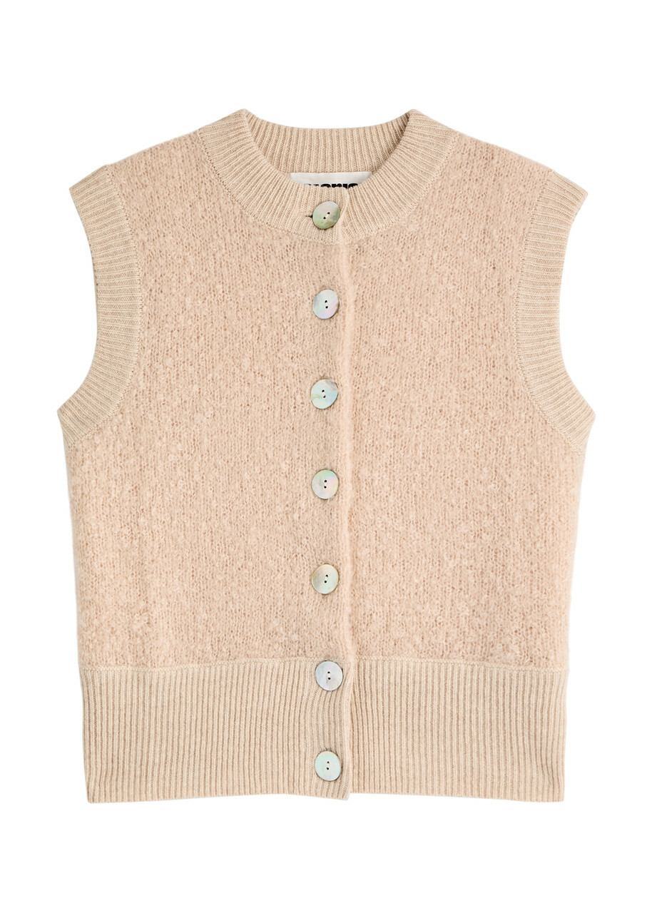 Crush Cashmere Odi Bouclé Mohiar Vest Beige CRUSH CASHMERE