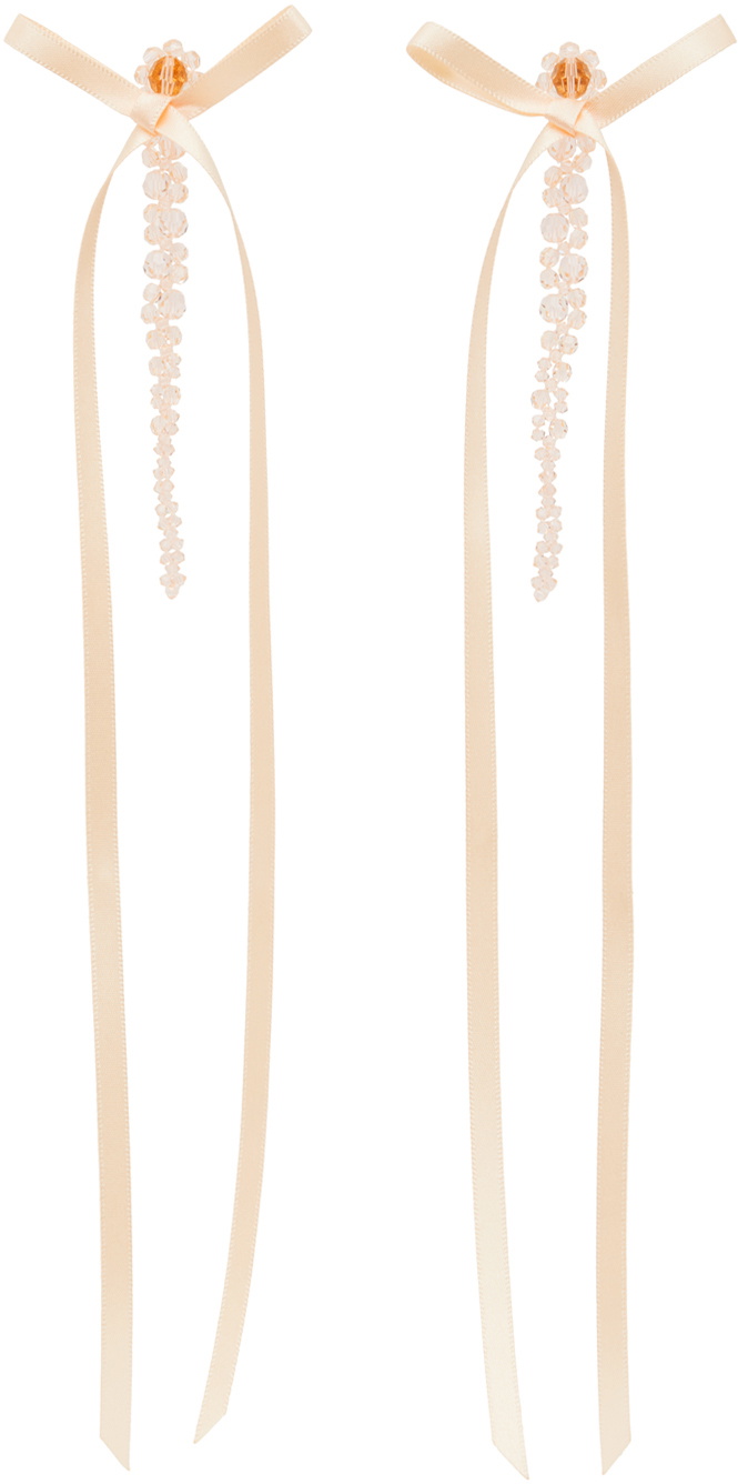 Simone Rocha Pink Bow Ribbon Drip Earrings Simone Rocha