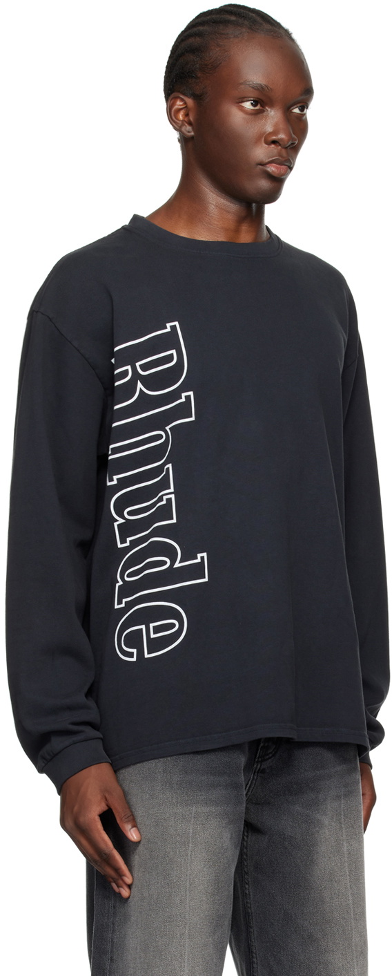 Rhude Black Side Logo Long Sleeve T-Shirt Rhude