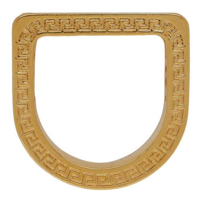 Versace Gold Cut-out Logo Ring Versace