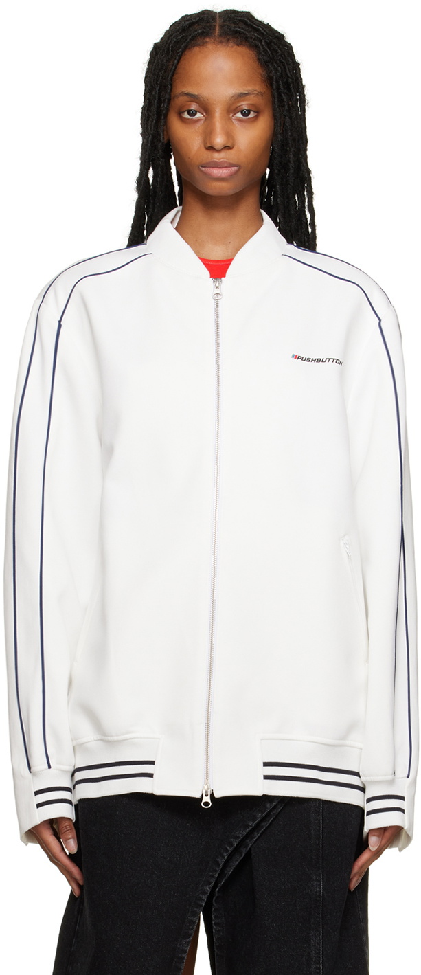 Pushbutton White Zip Jacket Pushbutton