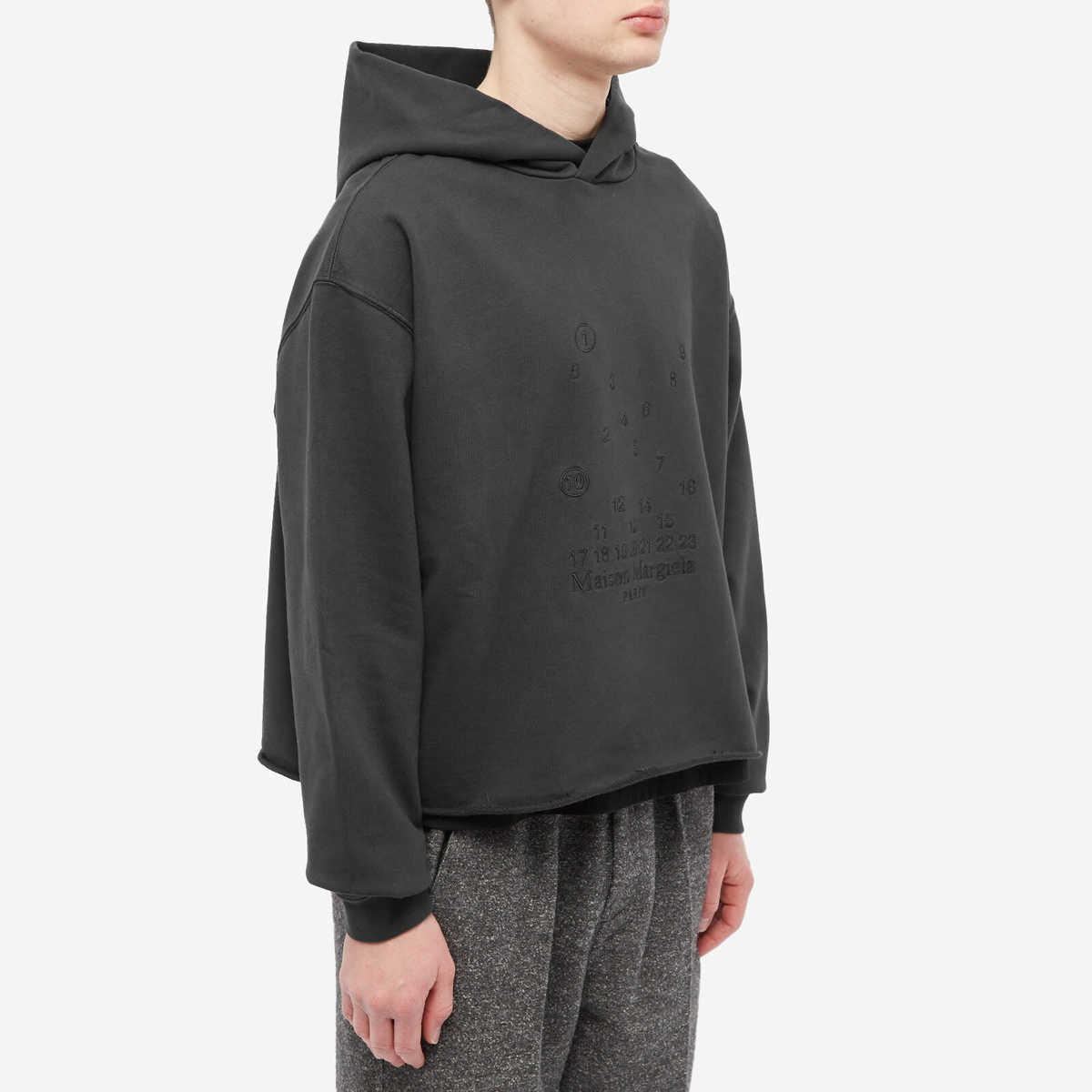 Maison Margiela Men's Embroidered Numbers Logo Hoody in Charcoal Maison ...