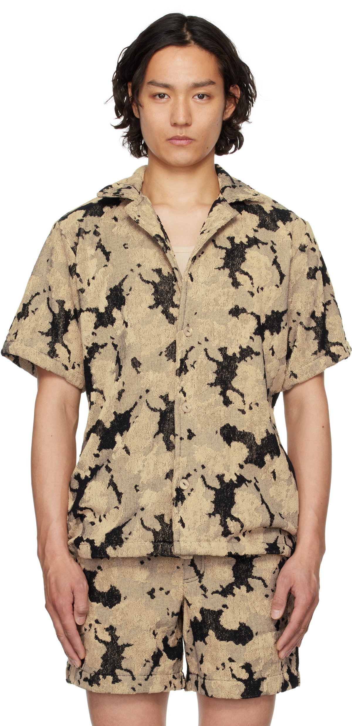 OAS Beige & Black Jura Contraste Cuba Terry Shirt OAS