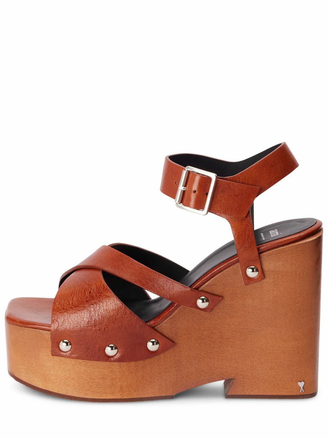 AMI PARIS 120mm Leather Platform Sandals AMI