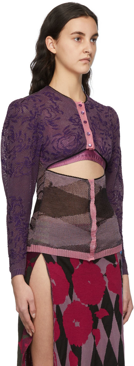 Katya Zelentsova SSENSE Exclusive Purple & Pink Open Knit Cardigan ...