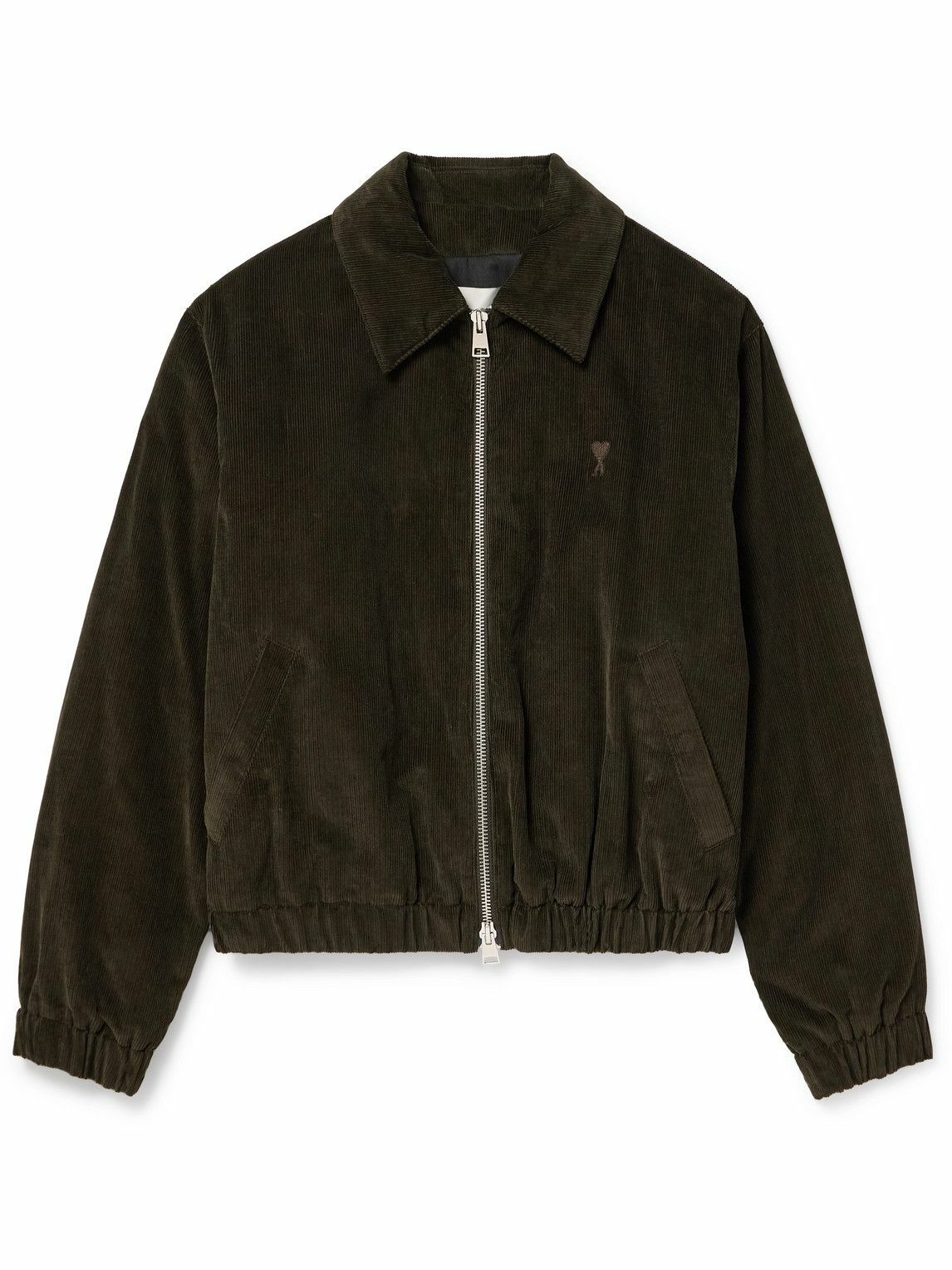 AMI PARIS - Logo-Embroidered Cotton-Corduroy Jacket - Brown AMI
