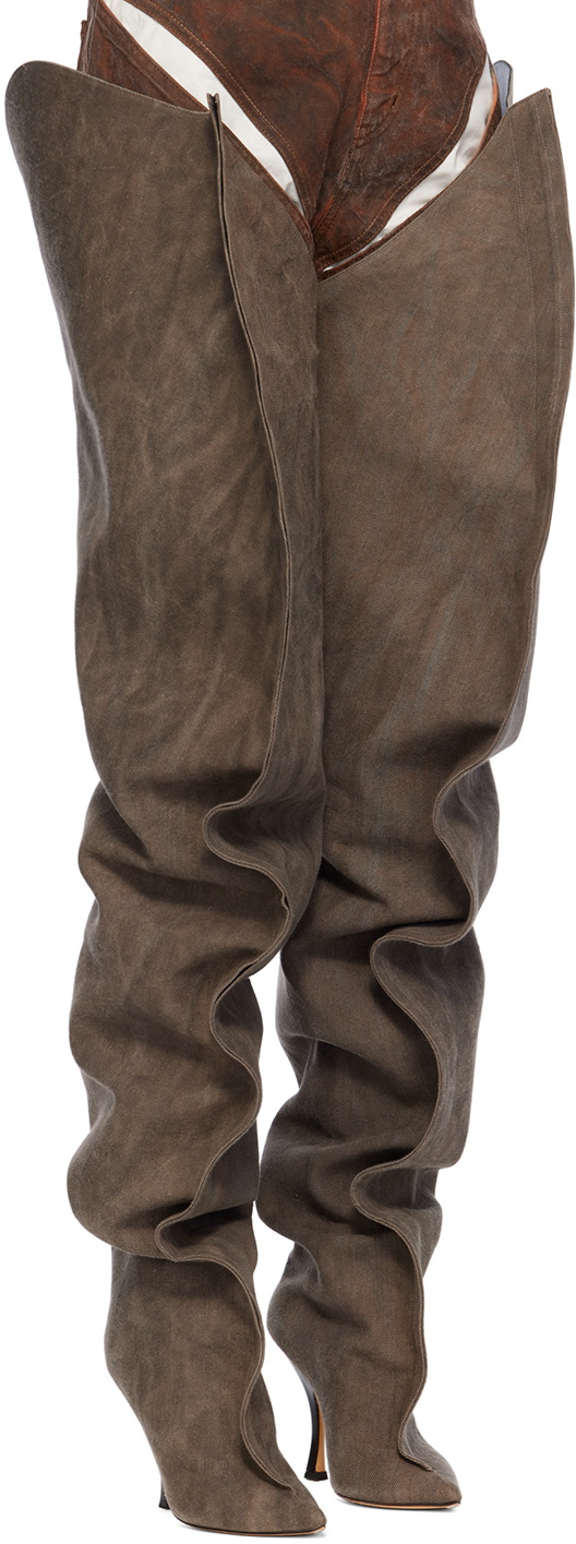 Y/Project Brown Scrunch Boots Y/Project