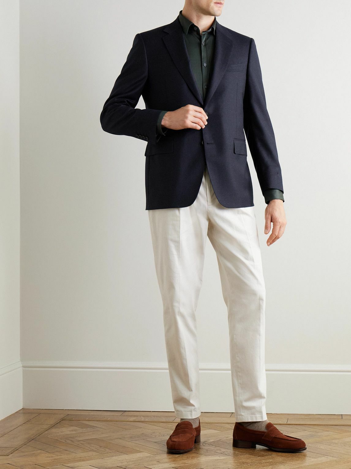 Canali - Checked Wool Suit Jacket - Blue Canali