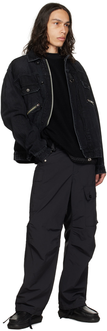 sacai Black Zip Denim Jacket Sacai